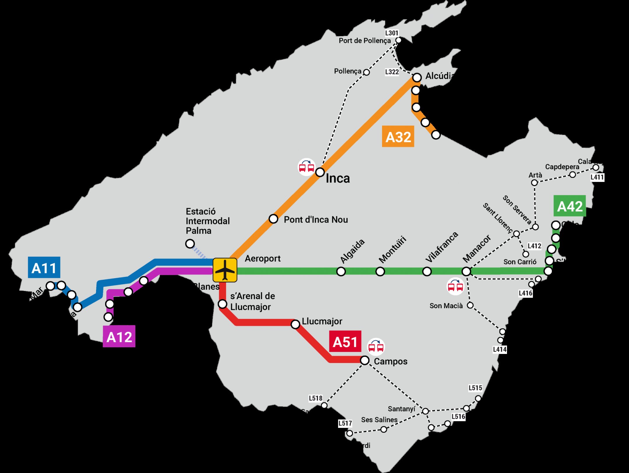 Comment aller de l'aéroport de Palma de Mallorca au centre ville