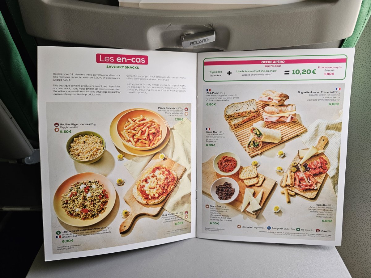 Transavia services à bord: nourriture, wifi, IFE